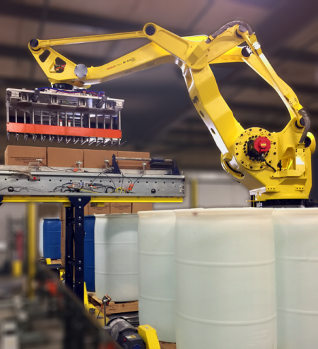 Case and Drum Palletizing with One Robot - Motion Controls Robotics ...